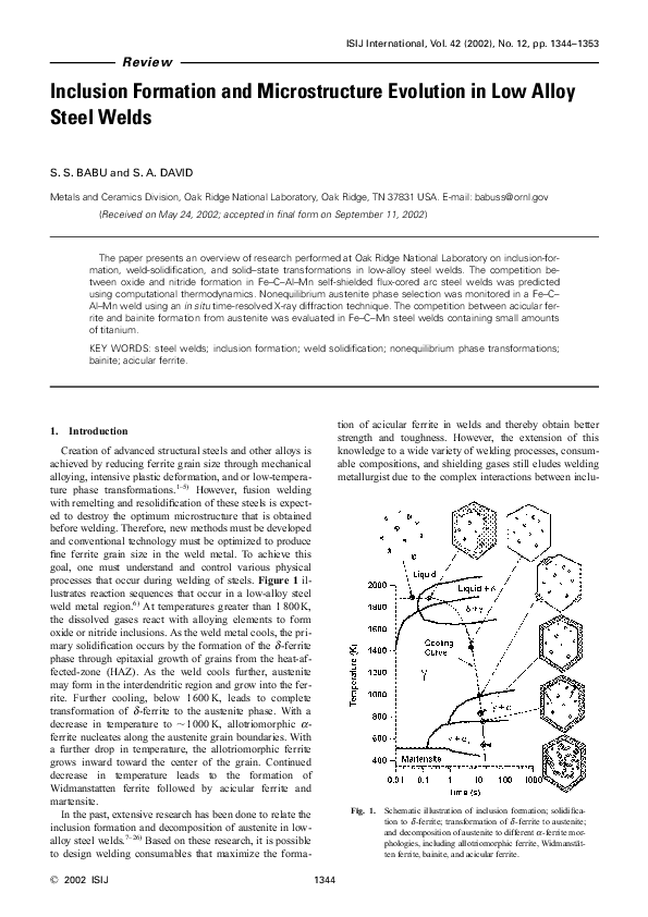 (PDF) Inclusion Formation and Microstructure Evolution in Low Alloy ...