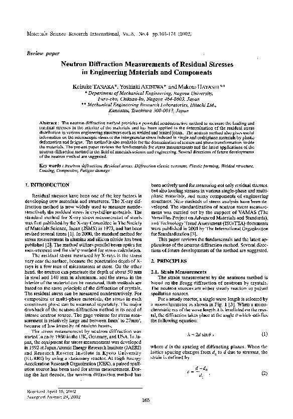 (PDF) Neutron diffraction measurements of residual stresses in friction stir welding: a review