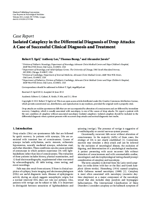 (PDF) Isolated Cataplexy in the Differential Diagnosis of Drop Attacks ...