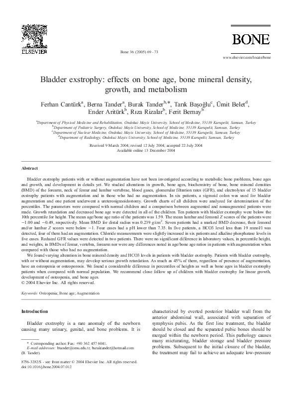 (PDF) Bladder exstrophy: effects on bone age, bone mineral density ...