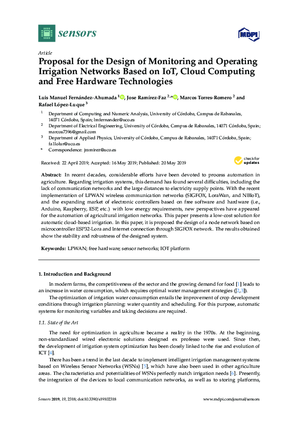 (PDF) Proposal for the Design of Monitoring and Operating Irrigation ...