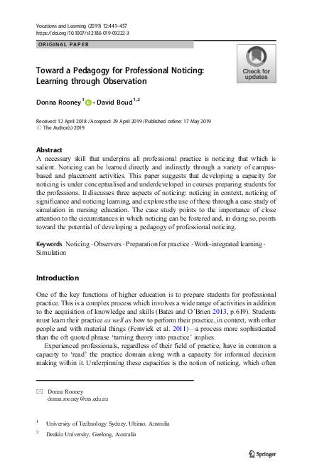 (PDF) Toward a Pedagogy for Professional Noticing: Learning through ...