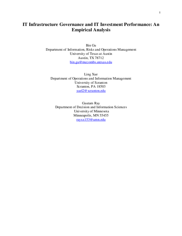 (PDF) IT Governance and IT investment Performance: an empirical analysis