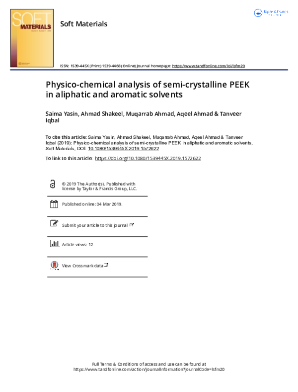 (PDF) Physico-chemical analysis of semi-crystalline PEEK in aliphatic ...