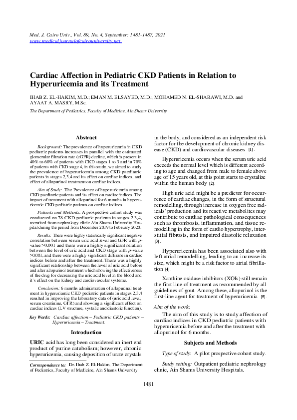 (PDF) Cardiac Affection in Pediatric CKD Patients in Relation to ...
