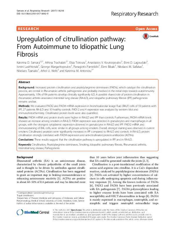 (PDF) Upregulation of citrullination pathway: From Autoimmune to ...