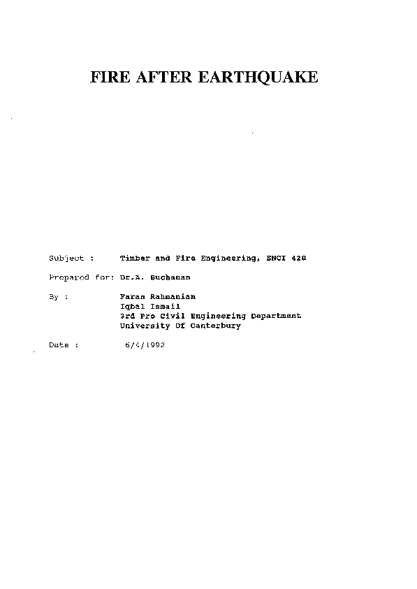 (PDF) Fire after earthquake