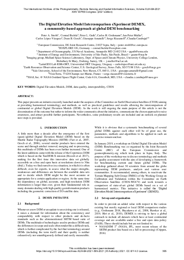 Pdf The Digital Elevation Model Intercomparison Experiment Demix A