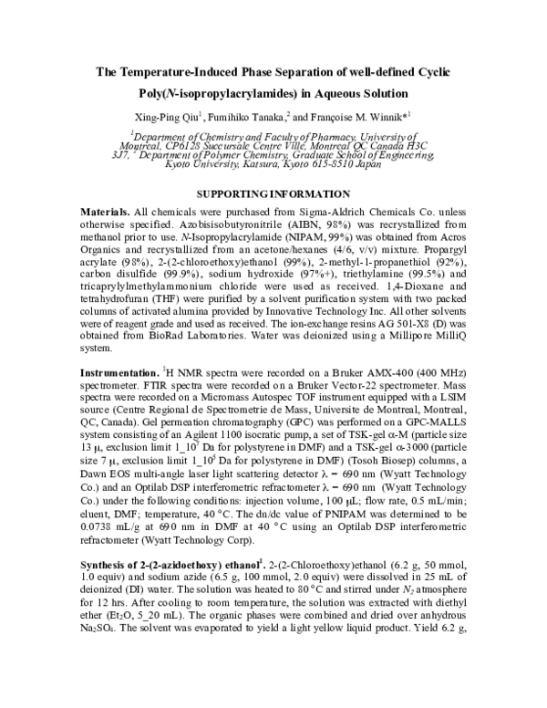 (PDF) Temperature-induced phase transition of well-defined cyclic poly ...
