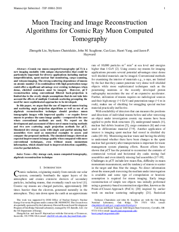 (PDF) Muon Tracing and Image Reconstruction Algorithms for Cosmic Ray ...