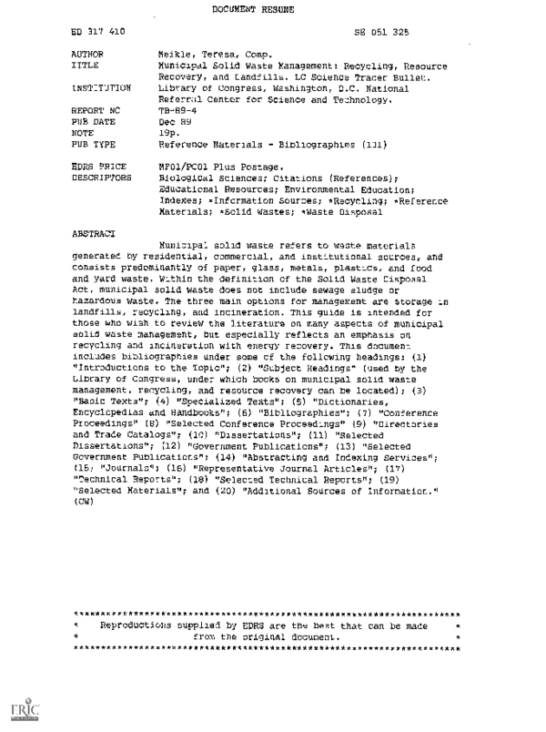 (PDF) Municipal Solid Waste Management: Recycling, Resource Recovery ...