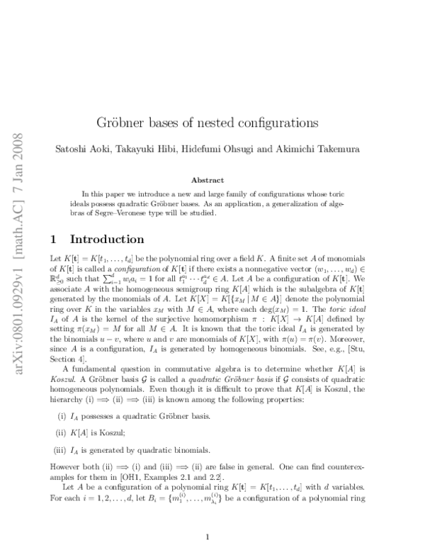 (PDF) Gr bner bases of nested configurations
