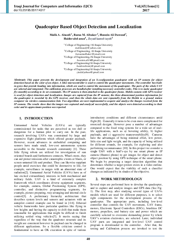 (PDF) Quadcopter Based Object Detection and Localization