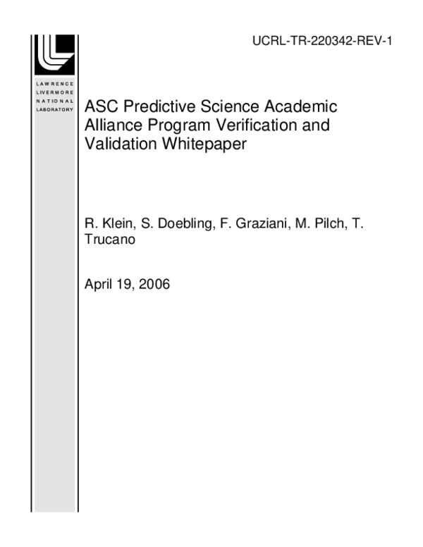 (PDF) ASC Predictive Science Academic Alliance Program Verification and ...