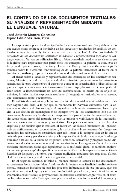 (PDF) El contenido de los documentos textuales: su análisis y ...