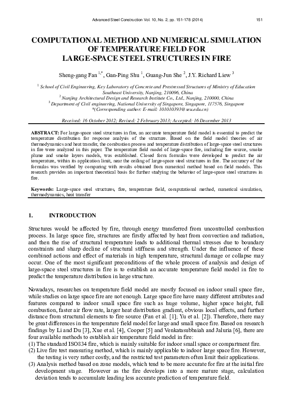 (PDF) Computational Method and Numerical Simulation of Temperature Field for Large-Space Steel ...