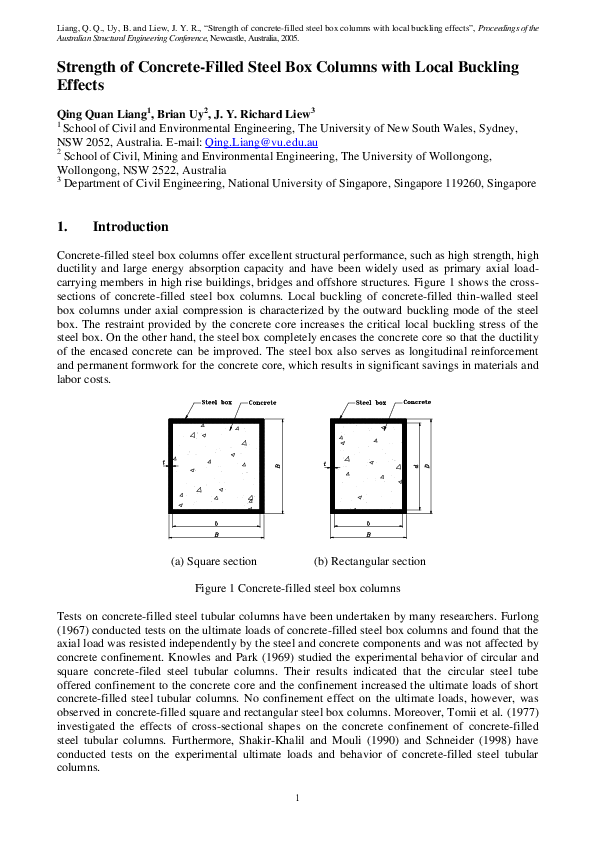 (PDF) Strength of Concrete-Filled Steel Box Columns with Buckling Effects