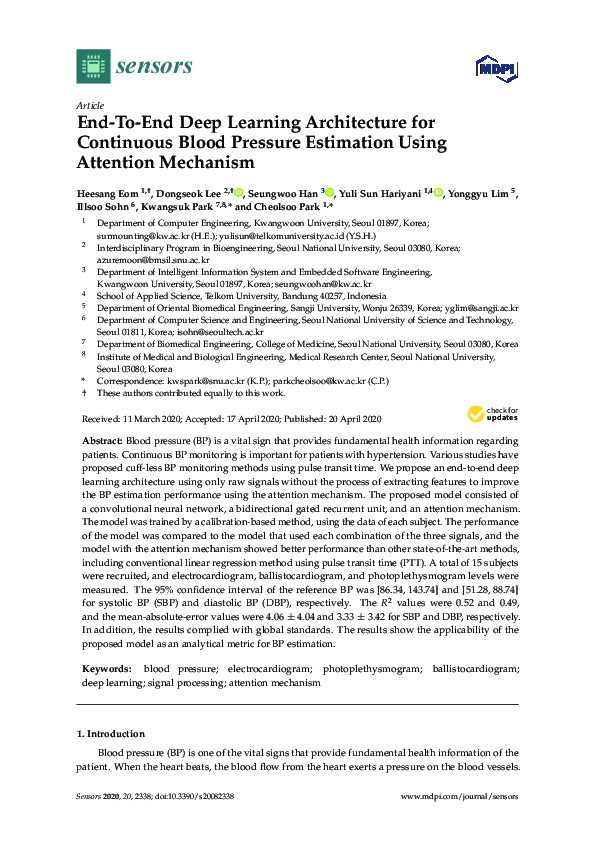 (PDF) End-To-End Deep Learning Architecture for Continuous Blood ...