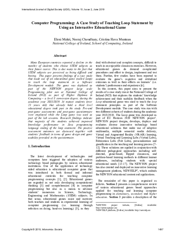 (PDF) Computer Programming: A Case Study of Teaching Loop Statement by ...