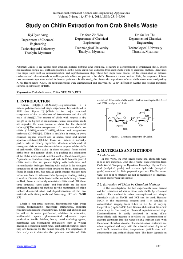 (PDF) Study on Chitin Extraction from Crab Shells Waste
