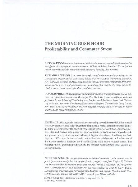 The Morning Rush Hour: Predictability and Commuter Stress
