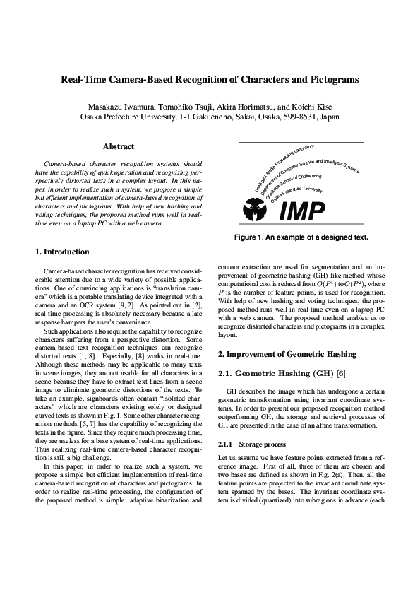 (PDF) Real-time camera-based recognition of characters and pictograms