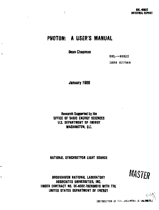 (PDF) PHOTON: A user's manual | Dean Chapman - Academia.edu