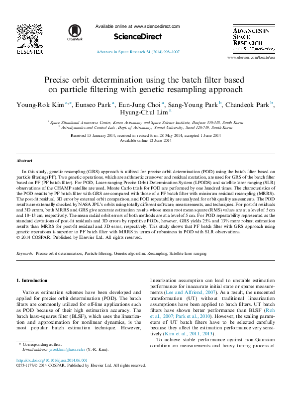 (PDF) Precise orbit determination using the batch filter based on particle filtering with ...