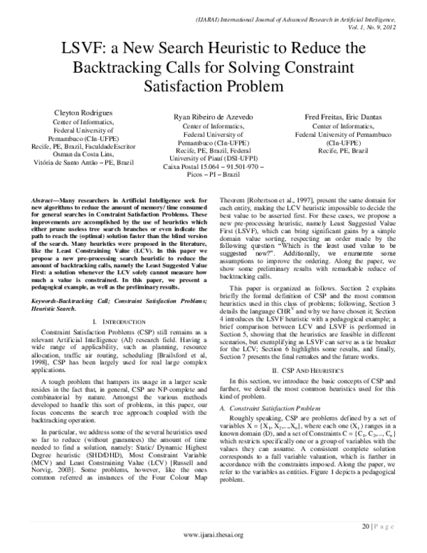 (PDF) LSVF: a New Search Heuristic to Reduce the Backtracking Calls for Solving Constraint ...