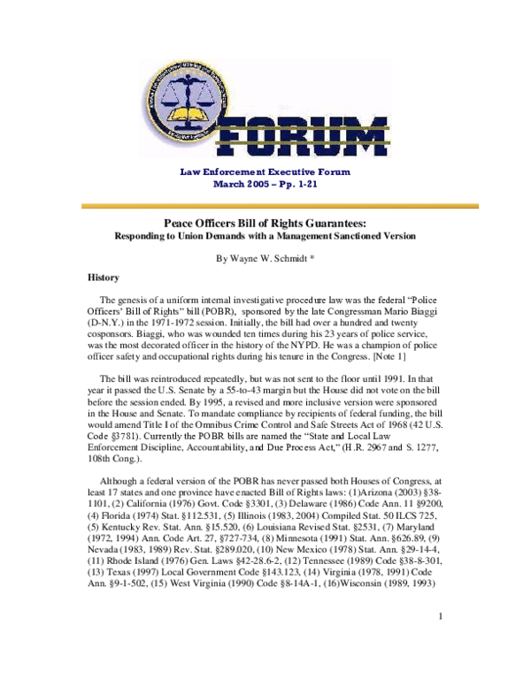 (PDF) Peace Officers Bill of Rights Guarantees: Responding to Union ...