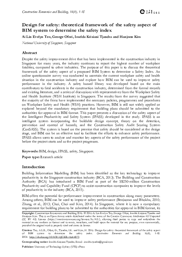 (PDF) Design for safety: theoretical framework of the safety aspect of ...