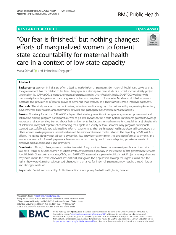 (PDF) “Our fear is finished,” but nothing changes: efforts of ...