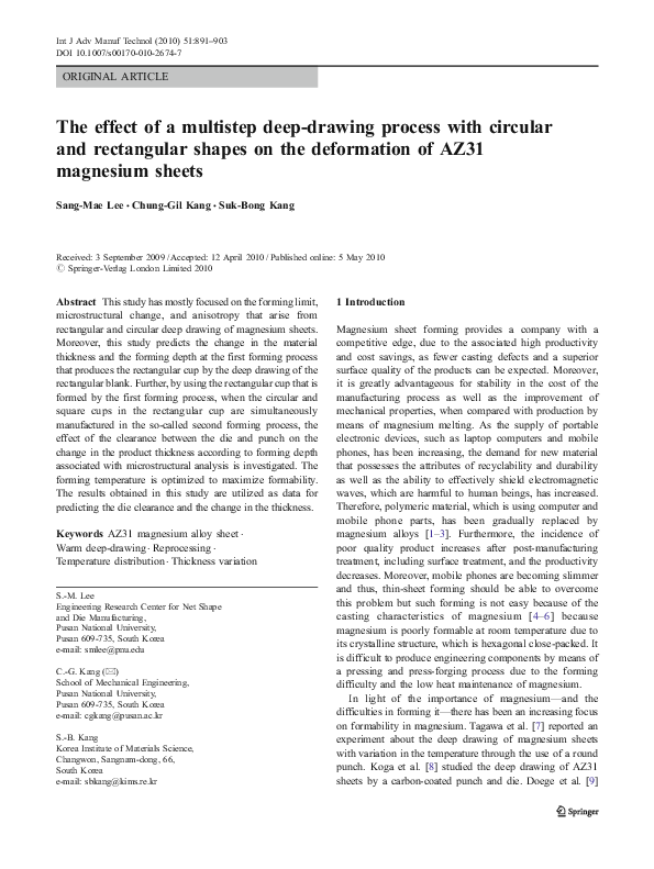 (PDF) The effect of a multistep deep-drawing process with circular and ...