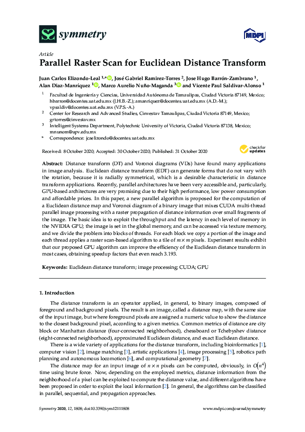 Pdf Parallel Raster Scan For Euclidean Distance Transform