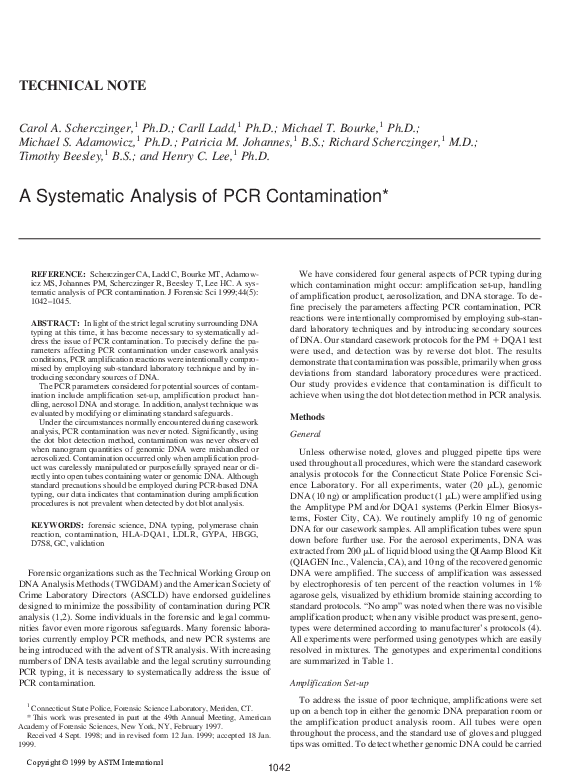 (PDF) A systematic analysis of PCR contamination