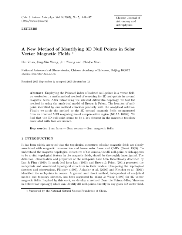 (PDF) A New Method of Identifying 3D Null Points in Solar Vector ...