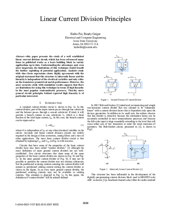 (PDF) Linear Current Division Principles