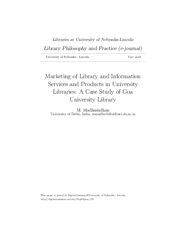 (PDF) Marketing of Library and Information Services and Products in ...