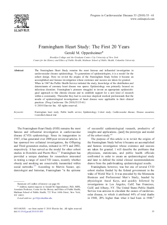 (PDF) Framingham Heart Study: The First 20 Years