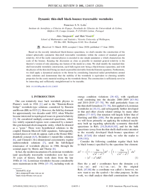 (PDF) Dynamic thin-shell black-bounce traversable wormholes
