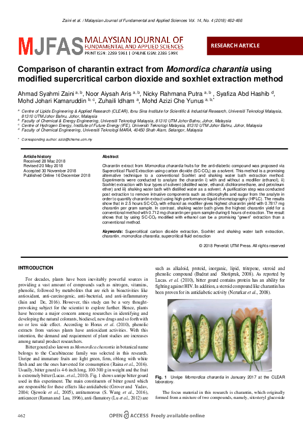 (PDF) Comparison of charantin extract from Momordica Charantia using ...