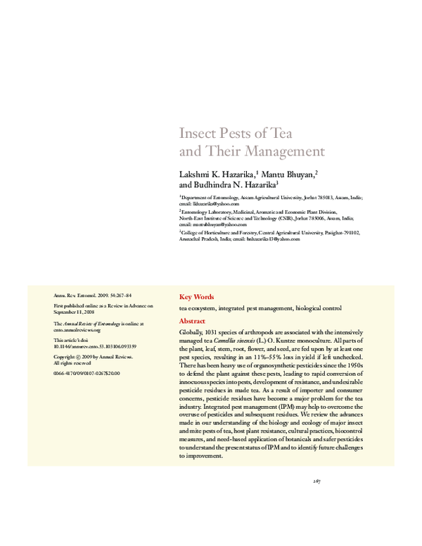 (PDF) Insect Pests of Tea and Their Management