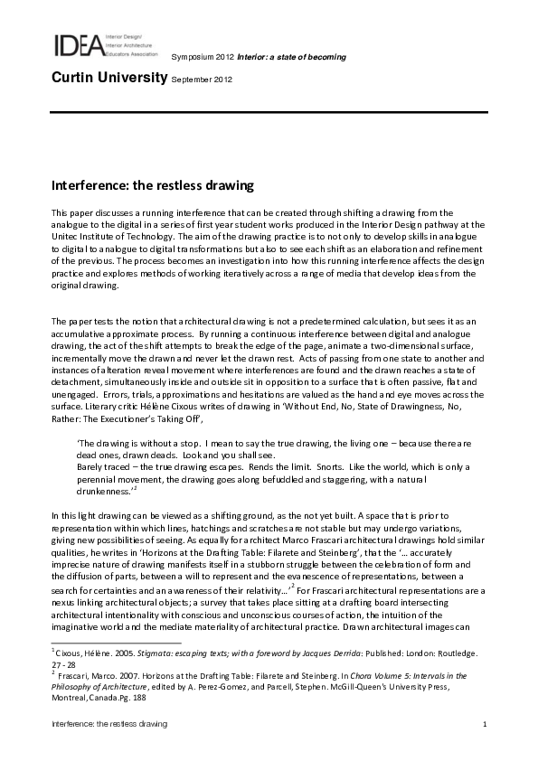 (PDF) Interference: the restless drawing | Susan Hedges - Academia.edu