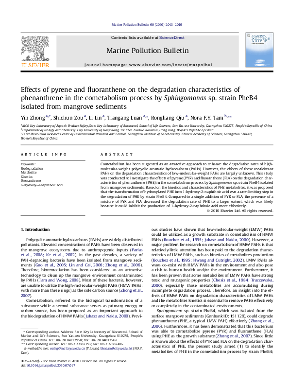 (PDF) Effects of pyrene and fluoranthene on the degradation ...