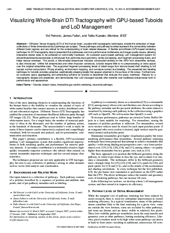 (PDF) Visualizing Whole-Brain DTI Tractography with GPU-based Tuboids and LoD Management
