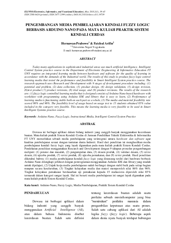 (PDF) Pengembangan Media Pembelajaran Kendali Fuzzy Logic Berbasis Arduino Nano Pada Mata Kuliah ...