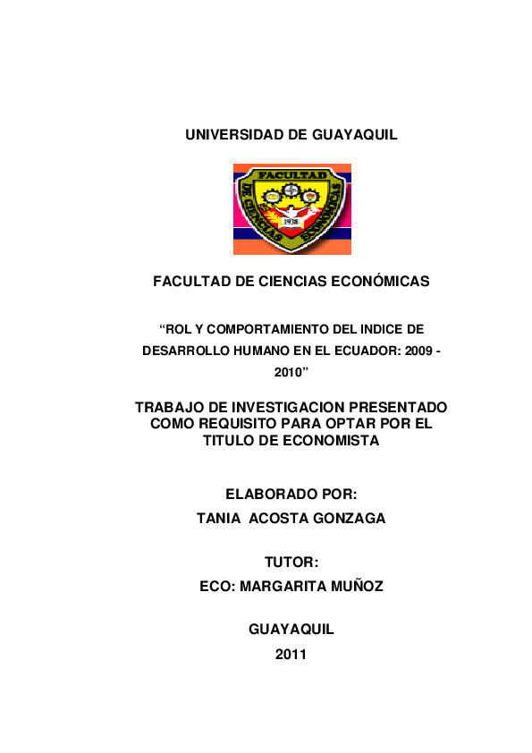 (PDF) Rol y comportamiento del indice de desarrollo humano en el ...