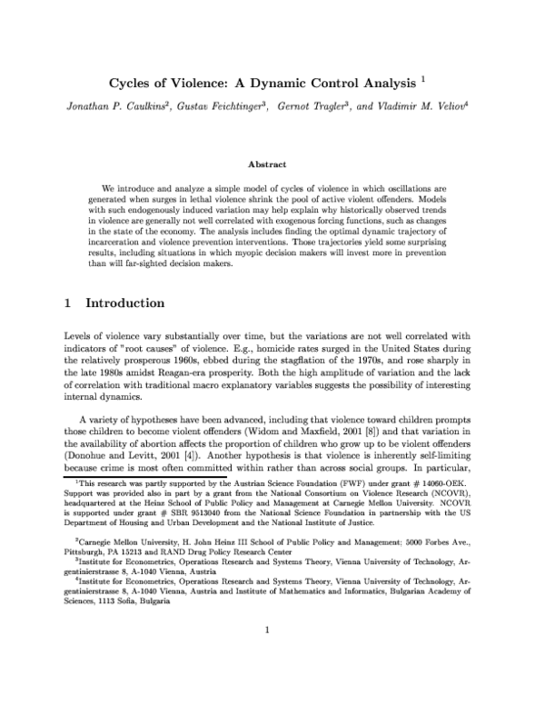 (PDF) Cycles of Violence: A Dynamic Control Analysis (or Model?)