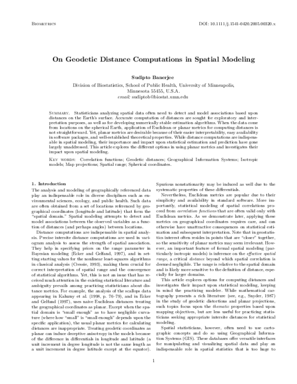 (PDF) On geodetic distance computations in spatial modeling