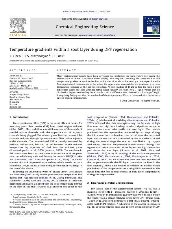 Pdf Temperature Gradients Within A Soot Layer During Dpf Regeneration
